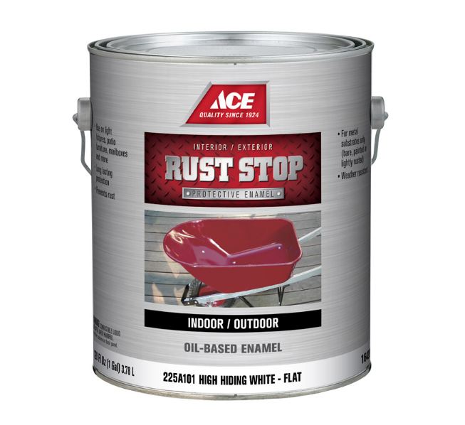 Ace Rust Stop Indoor and Outdoor Flat White Rust Prevention Paint 1 gal ...